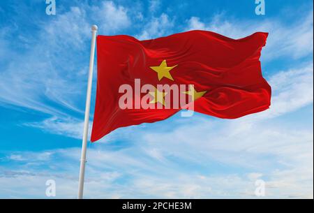 official flag of Lieutenant General Thailand at cloudy sky background ...