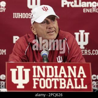 Indiana football coach Terry Hoeppner talks to the Hoosiers about team ...