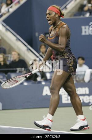 Serena Williams, of the United States, reacts during a match against ...