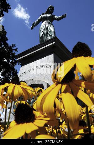 Hannah Duston statue in Haverhill, Massachusetts. Digital photograph ...
