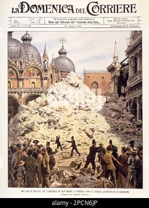 1902 , 14 july , VENEZIA , ITALY : A photo-montage of the collapse of ...