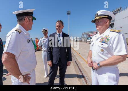 Treasurer Jim Chalmers, talks with Rear Admiral Richard Seif, Commander ...