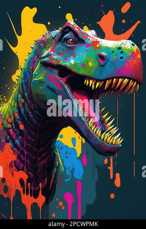 Digital Illustration of a colorful T-Rex Stock Photo - Alamy