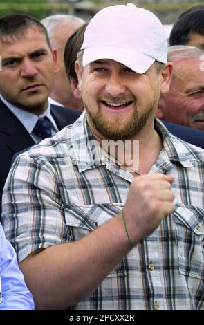 Chechen President Ramzan Kadyrov smiles during an official welcome ...