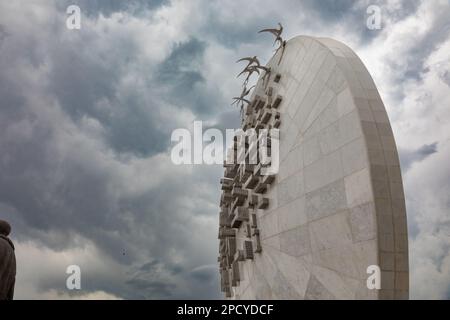 Monument to Bishkek Baatyr Kenen Uulu, a national hero of the 18th ...
