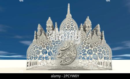 Architectural representation of a mosque where the façade says I love ...