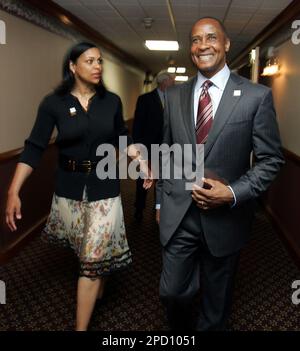 Lynn Swann (right) and his wife Dr. Charena Swann are all smiles during ...