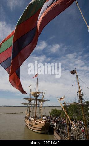 Replica of the Jamestown settlers ship Godspeed on display in Yorktown ...