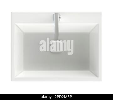 White ceramic wash basin with silver faucet, top view Stock Photo - Alamy