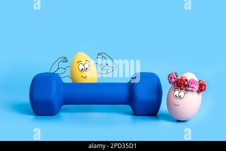 Easter eggs behind the pink flowers Stock Photo - Alamy