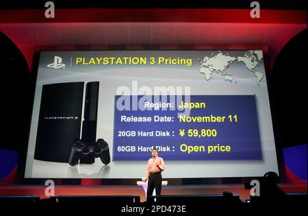 Kaz Hirai Sony Computer Entertainment America President and Chief Operating Officer announces the Japan release date and pricing for the Sony Playstation 3 during the Sony Computer Entertainment Inc. ...