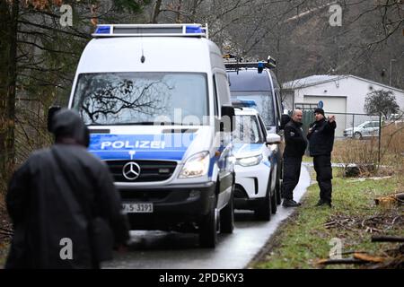 Freudenberg, Germany. 14th Mar, 2023. Flowers and candles were laid at ...