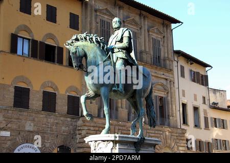 Renaissance era equestrian statue of Cosimo I Medici, erected in 1594 ...