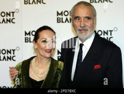 British actor Christopher Lee and his wife Birgit Kroencke arrive at ...