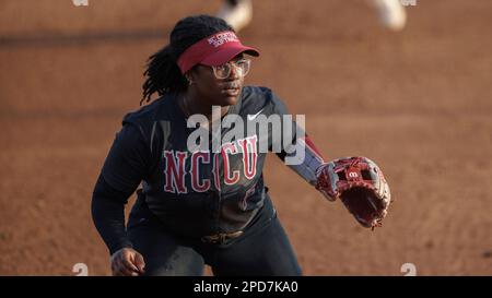 North Carolina Central's Maegan Garrison (7) runs to first base during ...