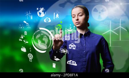 Younger generation chooses green environmentally friendly planet Stock ...