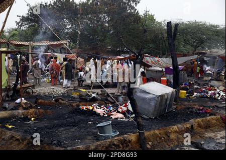 Lahore, at Peshawar, March 14, 2023.View of site after fire eruption ...