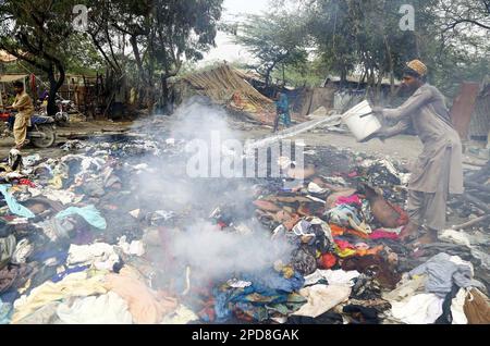Lahore, at Peshawar, March 14, 2023.View of site after fire eruption ...