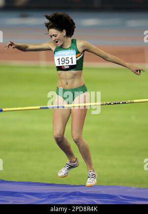 South Africa's Anika Smith celebrates with a sommersault after she ...