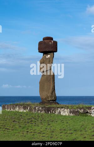 Side view of Moai on the Ahu Huri A Urenga on Easter Island (Rapa Nui ...
