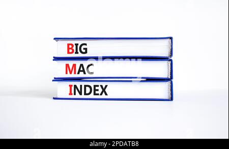 BMI big mac index symbol. Concept words BMI big mac index on white note ...