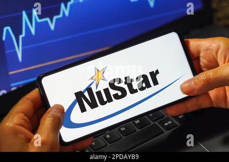 In this photo illustration, the NuStar Energy L.P. logo seen displayed ...