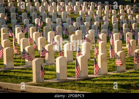 Military Headstones Decorated with Flags for Memorial Day Stock Photo ...
