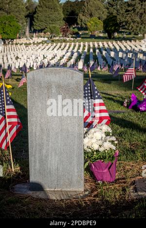 Military Headstones Decorated with Flags for Memorial Day Stock Photo ...