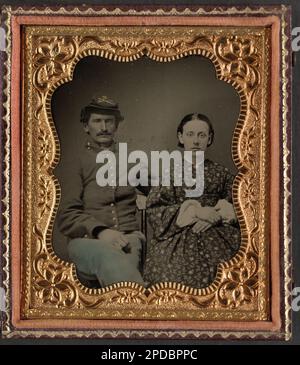 Unidentified soldier in Union cavalry uniform with percussion cap ...