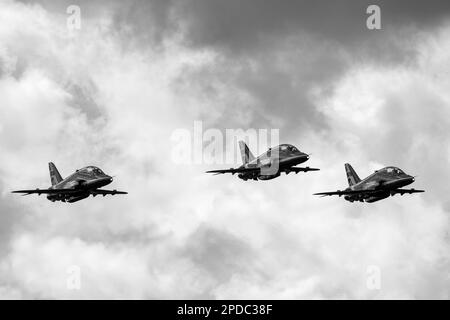 RAF Red Arrow taking off at RAF Waddington Stock Photo - Alamy