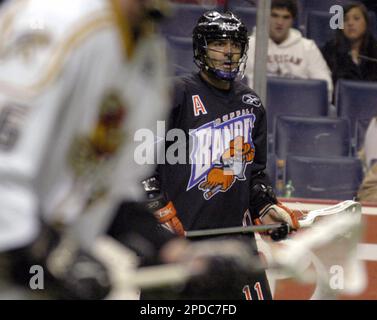 Buffalo Bandits lacrosse player John Tavares looks to shoot on net ...