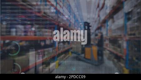 Image of graphs over warehouse Stock Photo - Alamy