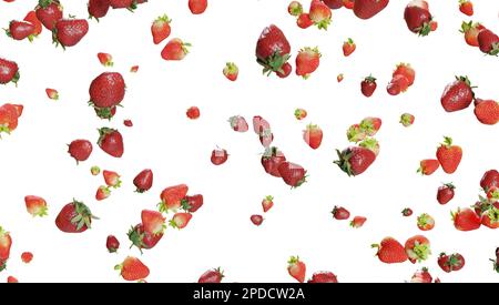 strawberry falling rain, isolated on transparent background Stock Photo ...