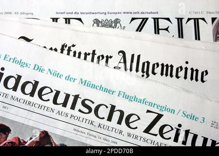 German newspapers, Sueddeutsche Zeitung, Frankfurter Allgemeine, Die ...