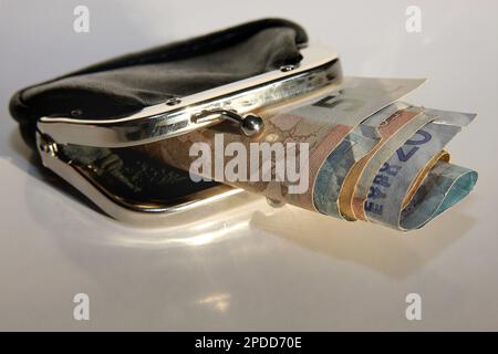 black billfold with Euro bills Stock Photo - Alamy