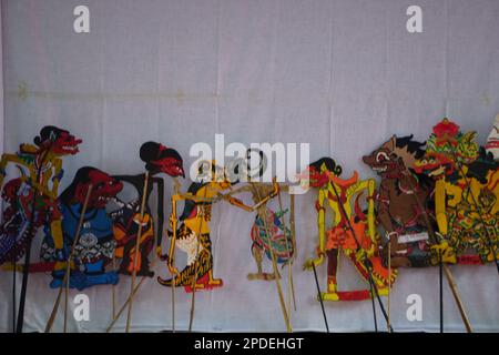 The indonesian puppets which called wayang (Javanese puppet) on white ...