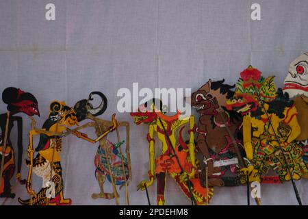 The indonesian puppets which called wayang (Javanese puppet) on white ...