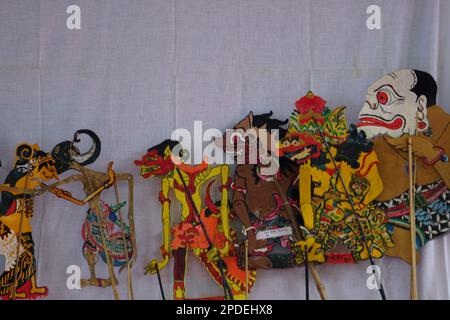 The indonesian puppets which called wayang (Javanese puppet) on white ...