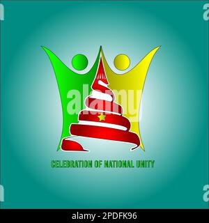 Monument of the reunification of Cameroon, with the colors of the ...