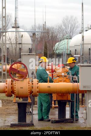 Valve on the main gas pipeline Kuwait, Pipeline with flags Kuwait ...