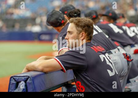 Minnesota Twins Matt Wallner (38) is greeted by Royce Lewis (23) after ...