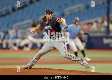 Minnesota Twins pitcher Randy Dobnak warms up for a spring training ...