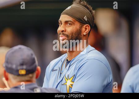 Tampa Bay Rays' Yandy Díaz walks through the dugout before a baseball ...