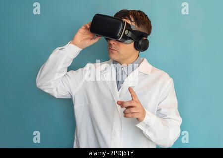 Male doctor in VR glasses at hospital Stock Photo - Alamy
