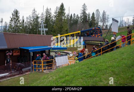 View of the gravity slide station at Gubałówka, that offers beautiful ...