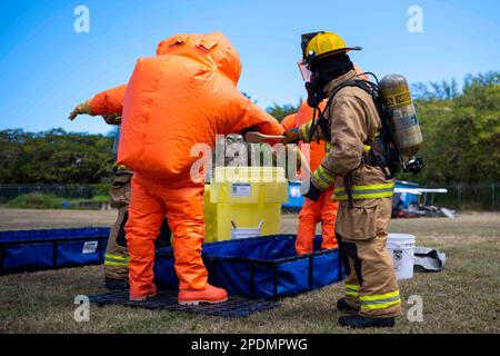U.S. Air Force firefighters, assigned to the 378th Expeditionary Civil ...