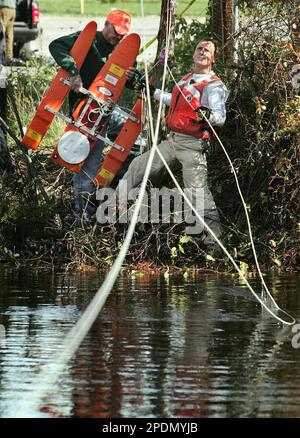 An Acoustic Doppler Current Profiler (ADCP) set up on a small stream ...