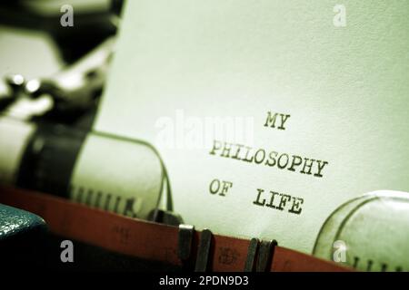 My philosophy of life text written with a typewriter in a white puzzle ...