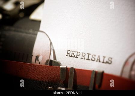 Reprisals word written with a typewriter Stock Photo - Alamy