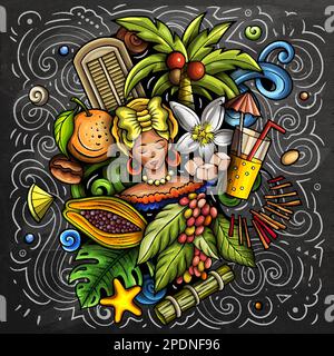 Cuba cartoon doodle illustration. Funny Cuban design. Creative vector ...